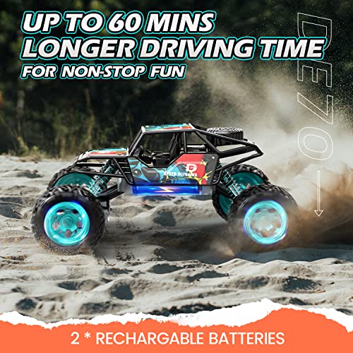 DEERC DE70 Remote Control Truck W/Metal Shell, 60+ Mins, 2.4G, 1:22 RC Cars Crawler for Boys, Monster Trucks, Toy Vehicle Car Gift for Kids Adults Girls