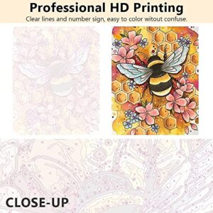 TUMOVO Paint by Numbers, Honeycomb Honey Paint by Numbers, Bee Flower Acrylic Pigment Drawing Paintwor, DIY Canvas Oil Painting Paint by Number, Bees for Adults Kids Beginners Enthusiasts 16x20inch