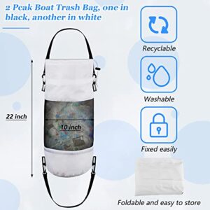 2 Packs Portable Boat Accessories Trash Bags Mesh Trash Bags Boats Trash Can Boat Garbage Container for Boat Kayak Camper Fishing Cabin Storage Men Women Adults (Black, White)