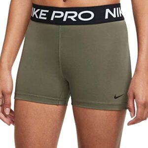 Nike Womens Pro 3" Shorts (Medium Olive/Black/Black, Large)