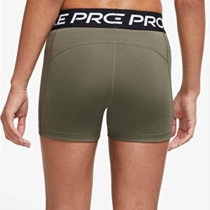 Nike Womens Pro 3" Shorts (Medium Olive/Black/Black, Large)