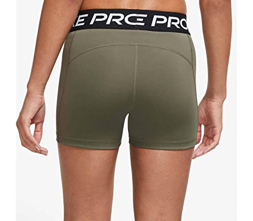 Nike Womens Pro 3" Shorts (Medium Olive/Black/Black, Large)