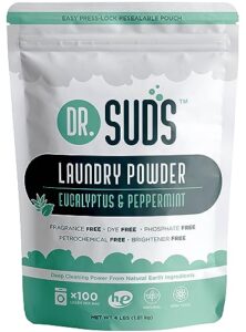 new dr suds natural laundry detergent powder 100+ loads eucalyptus & peppermint made with natural earth ingredients