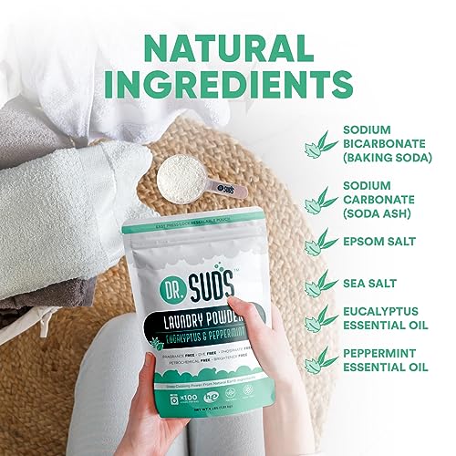 New Dr Suds Natural Laundry Detergent Powder 100+ Loads Eucalyptus & Peppermint Made with Natural Earth Ingredients