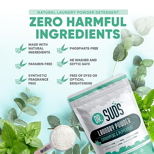 New Dr Suds Natural Laundry Detergent Powder 100+ Loads Eucalyptus & Peppermint Made with Natural Earth Ingredients