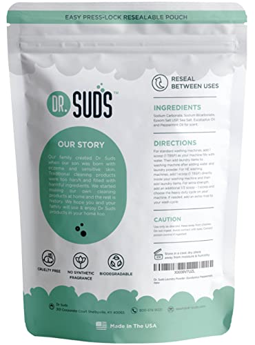 New Dr Suds Natural Laundry Detergent Powder 100+ Loads Eucalyptus & Peppermint Made with Natural Earth Ingredients