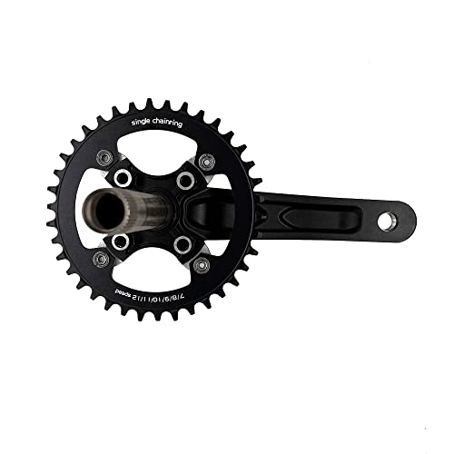 Bike Crank Arm Set Mountain Bike Crank Arm Set 170mm 104 BCD with Bottom Bracket Kit, Single Chainring and Chainring Bolts for MTB BMX Road Bicyle, Compatible with Shimano, FSA, Gaint (Black, 34T)