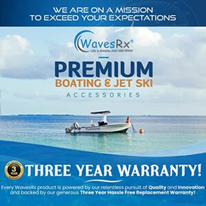 WavesRx 14'-50' AnchorMate Bungee Line | Safer Anchoring for Boats & Pontoons | Elastic Rope Extends to Absorb Wake Tugs and Keep Anchor from Dislocating | Includes Bag, Stainless Steel Hook & D Ring