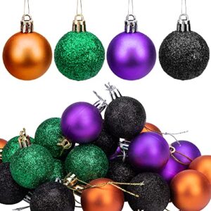 deloky 36 pcs halloween glitter hanging ball- 1.6 inch halloween shatterproof ball ornaments- shiny tree ball ornaments for halloween christmas party tree decoration