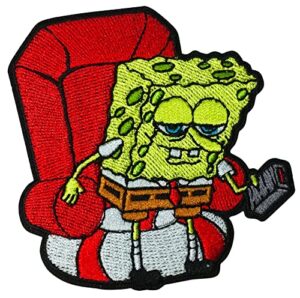 zen monkey studios' spongebob ight i'm gonna head out iron on patch