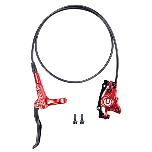 Cyclon MTB Hydraulic Disc Brakes Set, Black/Red Aluminum Alloy Hydraulic Brakes for Mountain Bike Left Front 1000mm Right Rear 1700mm Hydraulic Bicycle Brakes with is/PM Adapter Fit 160mm Rotor