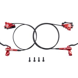 Cyclon MTB Hydraulic Disc Brakes Set, Black/Red Aluminum Alloy Hydraulic Brakes for Mountain Bike Left Front 1000mm Right Rear 1700mm Hydraulic Bicycle Brakes with is/PM Adapter Fit 160mm Rotor