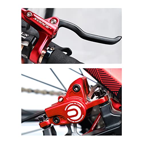 Cyclon MTB Hydraulic Disc Brakes Set, Black/Red Aluminum Alloy Hydraulic Brakes for Mountain Bike Left Front 1000mm Right Rear 1700mm Hydraulic Bicycle Brakes with is/PM Adapter Fit 160mm Rotor