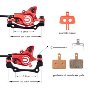 Cyclon MTB Hydraulic Disc Brakes Set, Black/Red Aluminum Alloy Hydraulic Brakes for Mountain Bike Left Front 1000mm Right Rear 1700mm Hydraulic Bicycle Brakes with is/PM Adapter Fit 160mm Rotor