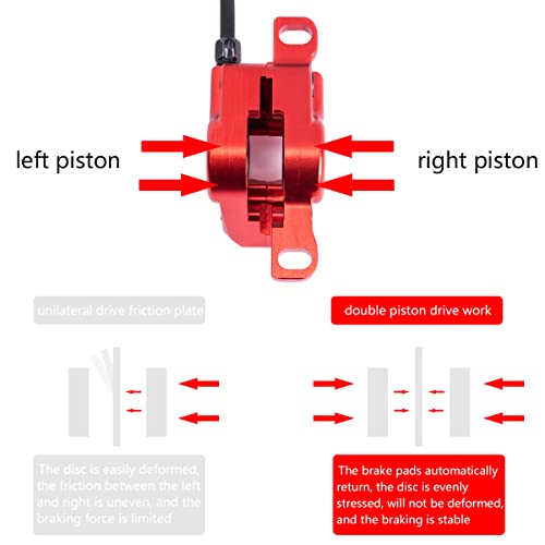 Cyclon MTB Hydraulic Disc Brakes Set, Black/Red Aluminum Alloy Hydraulic Brakes for Mountain Bike Left Front 1000mm Right Rear 1700mm Hydraulic Bicycle Brakes with is/PM Adapter Fit 160mm Rotor