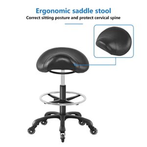 Saddle Stool Rolling Chair for Drafting Lab Clinic Dentist Salon Massage Office and Home Kitchen