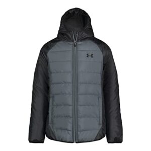 under armour boys' tuckerman puffer jacket, mid-weight, zipper closure, pitch gray-core, 3t