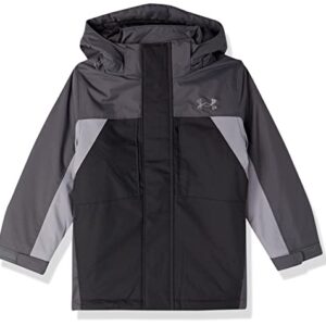 Under Armour Boys' Westward 3-in-1 Jacket, Removable Hood & Liner, Windproof & Water Repellant, Black Gray Block, 6