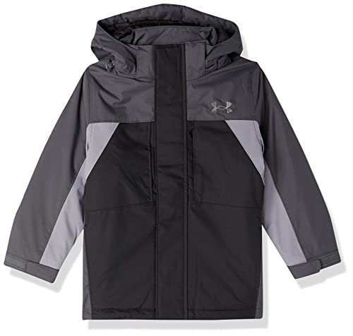 Under Armour Boys' Westward 3-in-1 Jacket, Removable Hood & Liner, Windproof & Water Repellant, Black Gray Block, 6