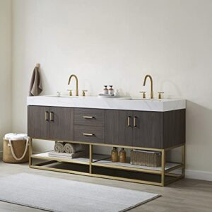 VINNOVA Toledo Bathroom Vanity, 72 Inches, Dark Walnut