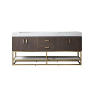 VINNOVA Toledo Bathroom Vanity, 72 Inches, Dark Walnut