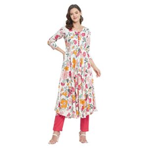 tissu women's rayon multicolor printed a-line kurta 2139_multicolor_xs