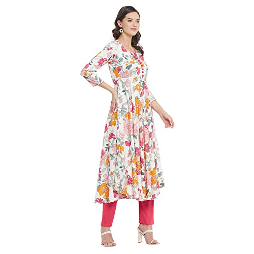 Tissu Women's Rayon Multicolor Printed A-Line Kurta 2139_Multicolor_XS