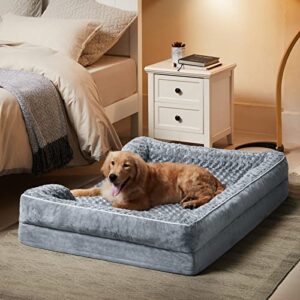 wnpethome dog beds for large dogs, washable dog bed, bolster dog sofa bed with waterproof lining & non-skid bottom, orthopedic egg foam dog couch for pet sleeping, pet bed for large dogs