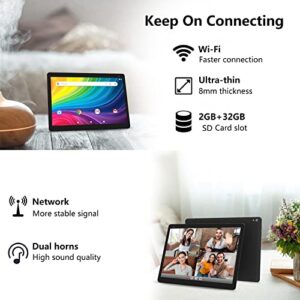 Android Tablet, 10 inch Tablets, 2GB+32GB Computer Tablet Support 512GB Expand, 2MP + 8MP Camera, IPS Screen, WiFi, Bluetooth, 6000mAh, Google GMS Certified Tableta Black