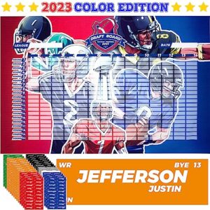 fantasy football draft board 2023-2024 kit, 580 player labels, 6 feet x 4 feet board(14 teams 20 rounds), 2023 top rookie, blank label