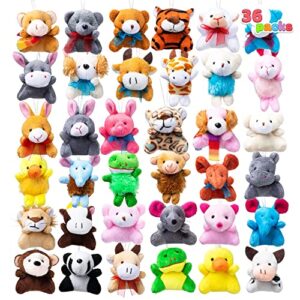 joyin 36 pack mini animal plush toy assortment (36 units 3" each),bulk stuffed animals party favors for kids, small animals plush keychain decoration, carnival prizes