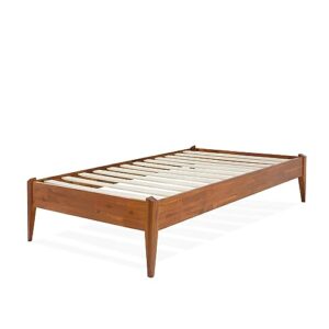 Bme Dinkee 15 Inch Signature Bed Frame Without Headboard - Modern & Minimalist Style with Acacia Wood - 12 Strong Wood Slat Support - Easy Assembly - No Box Spring Needed - Caramel, Twin