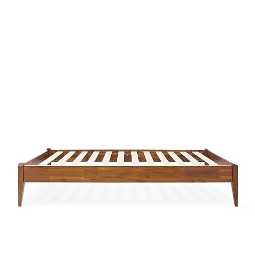 Bme Dinkee 15 Inch Signature Bed Frame Without Headboard - Modern & Minimalist Style with Acacia Wood - 12 Strong Wood Slat Support - Easy Assembly - No Box Spring Needed - Caramel, Twin