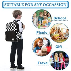 VASCHY School Backpack, Lightweight Travel Backpack for Men Women Schoolbag Bookbag for Kids Teen Boys Girls Black White Plaid