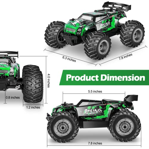 Rcjoyou RC Cars,All Terrain Remote Control Car,2WD 2.4 GHz Off Road High Speed 20 Km/h RC Monster Truck Racing Cars with LED Headlight and Two Batteries, Xmas Gifts for Kid and Adults