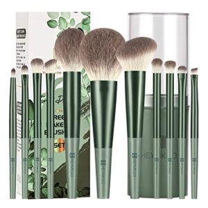 makeup brushes set, heymkgo 11pcs makeup brush set premium synthetic bristles conical handle kabuki foundation face eyeshadow brush for liquid powder buffing blending contouring with travel case