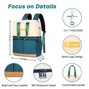 Scothen Backpack Cooler with Double Decker & 12 Ice Packs- Keeps 36 Cans Cold for Up to 8 Hours- Waterproof & Leak Proof Insulated Cooler Backpack- Stylish Cooler Bookbag for Women Travel Work Beach