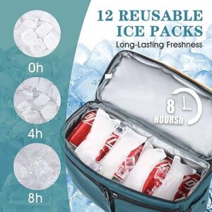 Scothen Backpack Cooler with Double Decker & 12 Ice Packs- Keeps 36 Cans Cold for Up to 8 Hours- Waterproof & Leak Proof Insulated Cooler Backpack- Stylish Cooler Bookbag for Women Travel Work Beach