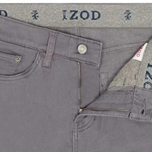 IZOD Mens Mid-Weight Comfort Stretch Knit Denim 5 Pocket Pant (32W x 34L, Gray)