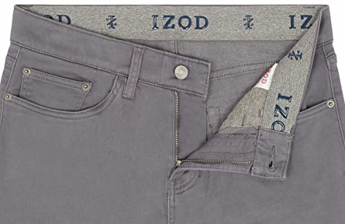 IZOD Mens Mid-Weight Comfort Stretch Knit Denim 5 Pocket Pant (32W x 34L, Gray)