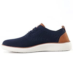 VILOCY Men's Dress Sneakers Oxfords Casual Business Shoes Lace Up Lightweight Walking Knit Mesh Fashion Sneakers Navy,US11 EU44