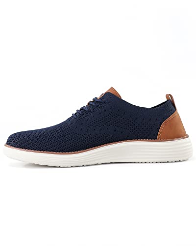 VILOCY Men's Dress Sneakers Oxfords Casual Business Shoes Lace Up Lightweight Walking Knit Mesh Fashion Sneakers Navy,US11 EU44