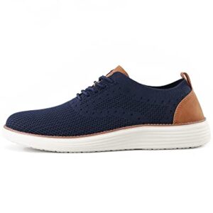 VILOCY Men's Dress Sneakers Oxfords Casual Business Shoes Lace Up Lightweight Walking Knit Mesh Fashion Sneakers Navy,US11 EU44