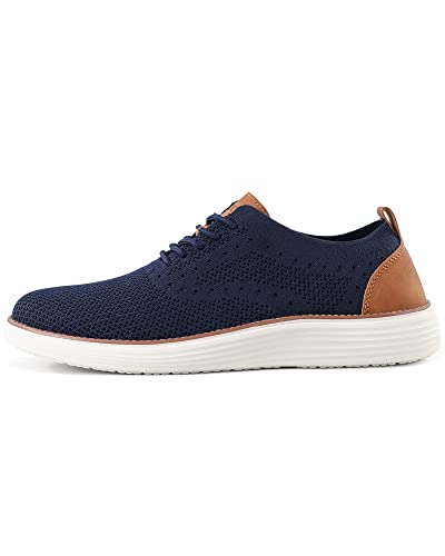 VILOCY Men's Dress Sneakers Oxfords Casual Business Shoes Lace Up Lightweight Walking Knit Mesh Fashion Sneakers Navy,US11 EU44