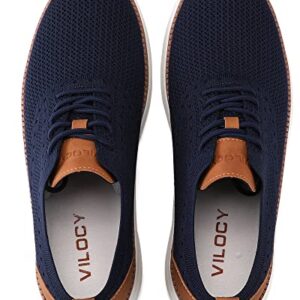 VILOCY Men's Dress Sneakers Oxfords Casual Business Shoes Lace Up Lightweight Walking Knit Mesh Fashion Sneakers Navy,US11 EU44