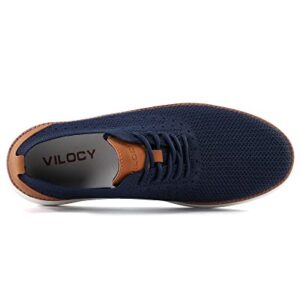 VILOCY Men's Dress Sneakers Oxfords Casual Business Shoes Lace Up Lightweight Walking Knit Mesh Fashion Sneakers Navy,US11 EU44