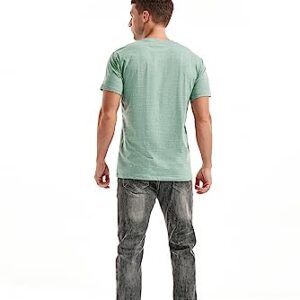 KLIEGOU Men's V Neck T Shirts - Casual Stylish Fitted Tees for Men Light Green-Grey XXXL