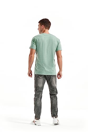 KLIEGOU Men's V Neck T Shirts - Casual Stylish Fitted Tees for Men Light Green-Grey XXXL