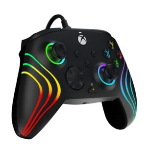 PDP Afterglow Wave Wired LED Controller for Xbox Series X|S/Xbox One/PC, RGB Lights, Customizable/App Supported - Black