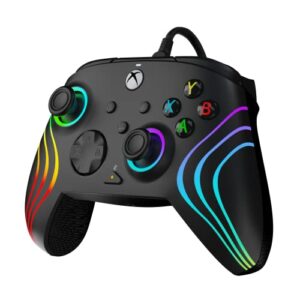 PDP Afterglow Wave Wired LED Controller for Xbox Series X|S/Xbox One/PC, RGB Lights, Customizable/App Supported - Black